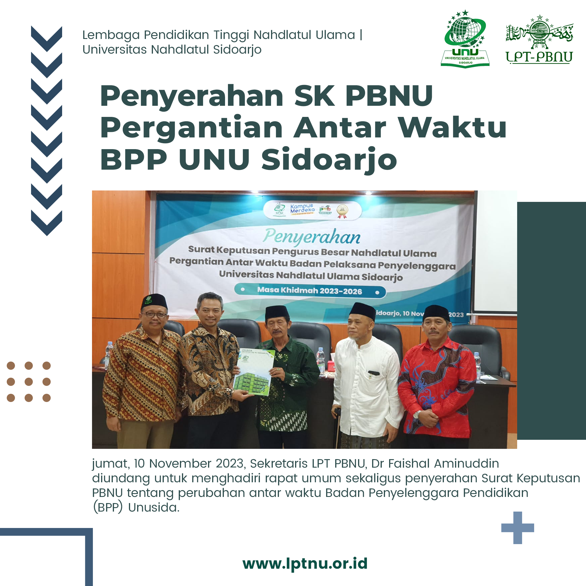 Penyerahan Surat Keputusan PBNU Pergantian Antar Waktu Badan Pelaksana ...